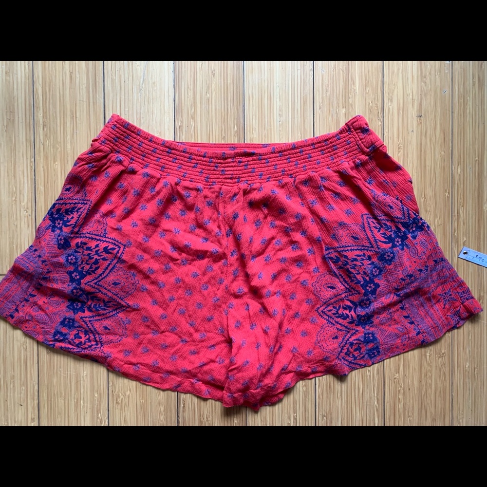 Free People Red And Blue Boho Short - Gem
